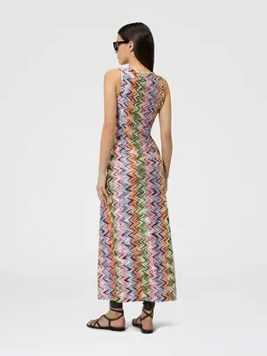 Missoni Long Stretch Viscose Cover-up With Zigzag Lace