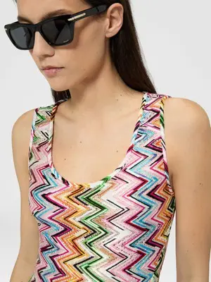 Missoni Long Stretch Viscose Cover-up With Zigzag Lace