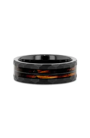LARSON JEWELERS Riff Barrel Wood Tungsten Wedding Band