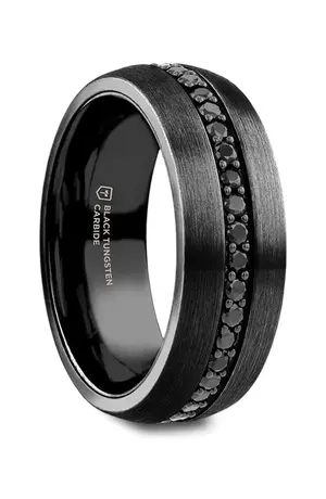 LARSON JEWELERS Valiant Sapphire Tungsten Ring - Black