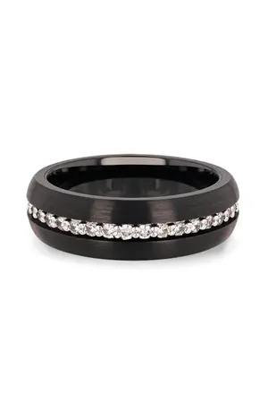 LARSON JEWELERS Tsar Tungsten Carbide Ring With White Sapphires