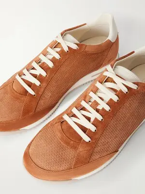 Brunello Cucinelli Leather-trimmed Suede Sneakers