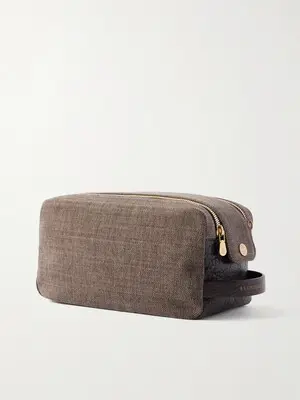 Brunello Cucinelli Leather-trimmed Cotton Wash Bag - Brown