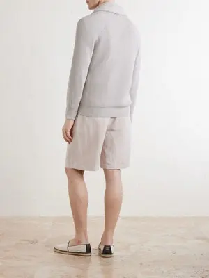 Brunello Cucinelli Shawl-collar Ribbed Cardigan - Neutrals