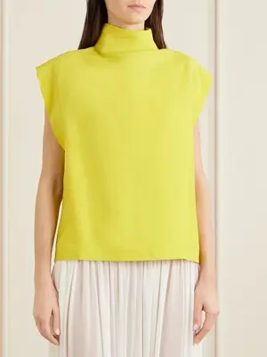 Alaïa Paper-blend Turtleneck Top - Yellow