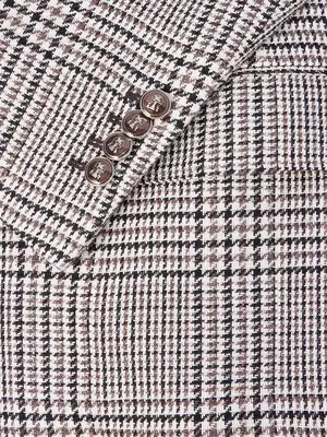 Brunello Cucinelli Prince Of Wales Checked Linen, Silk And Wool-blend Tweed Blazer