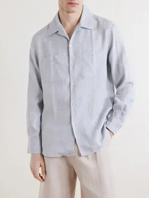 Brunello Cucinelli Hemp, Linen And Cotton-blend Shirt - Gray