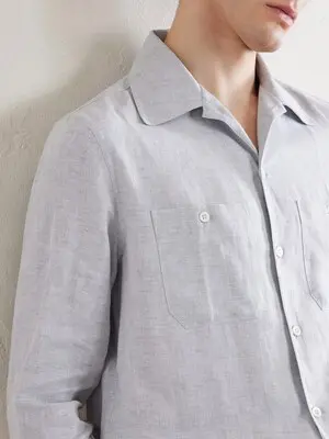 Brunello Cucinelli Hemp, Linen And Cotton-blend Shirt - Gray
