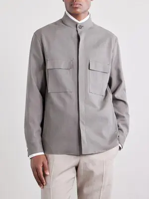 Zegna Linen-gabardine Overshirt - Gray