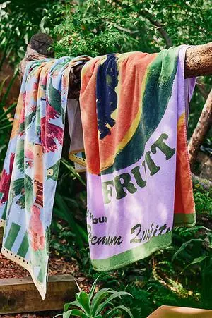 Farm Rio X Prted Beach Towel - Light Blue