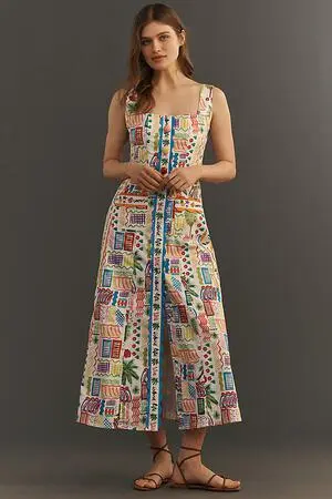 Celiab Bunya Sleeveless Maxi Dress - Green Pattern