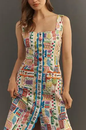 Celiab Bunya Sleeveless Maxi Dress - Green Pattern