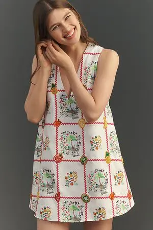 Celiab Acai Sleeveless V-neck Mini Dress