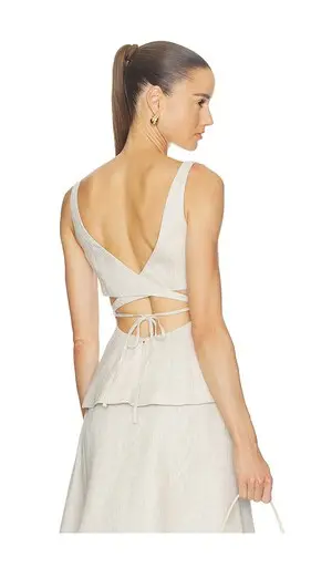 CAMILA COELHO Malena Linen Top - Neutral