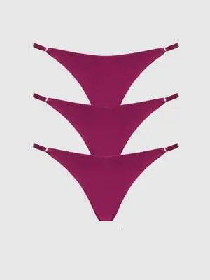 Frederick's Of Hollywood Bailey Stretch Cotton Thong 3 Pack