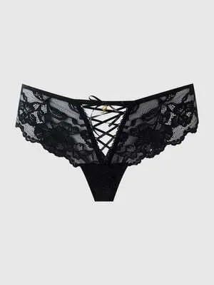 Frederick's Of Hollywood Mabel Lace Up Front Tanga 3 Pack - Multi-color