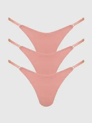 Frederick's Of Hollywood Bailey Stretch Cotton Thong 3 Pack - Multi-color