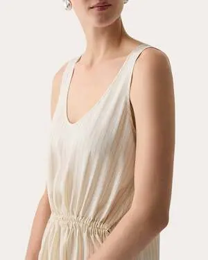 Theory Washed Twill Stripe Drawstring Tank Top - Neutral
