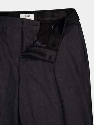 Celine Trousers Straight Fit Striped Wool Flannel
