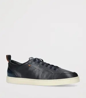 Santoni Leather Montecarlo Sneakers - Blue