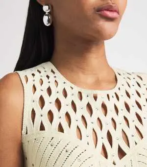 Maje Embellished Crochet Top - Yellow