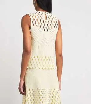 Maje Embellished Crochet Top - Yellow
