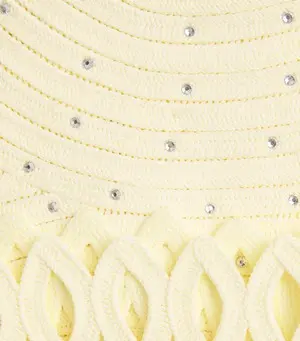 Maje Embellished Crochet Top - Yellow
