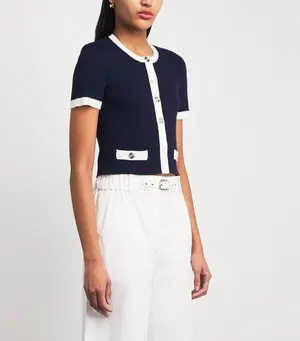 Maje Contrast-trim Cropped Cardigan
