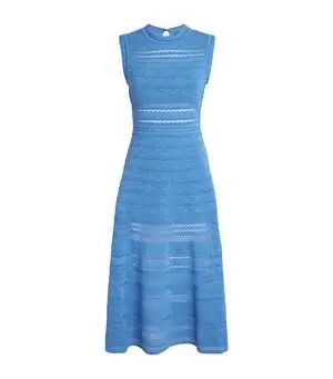 Maje Pointelle-knit Midi Dress - Blue