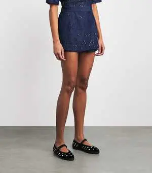 Maje Embellished Denim Shorts - Blue