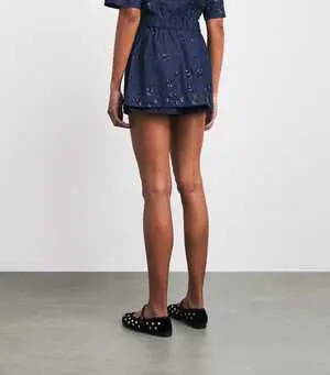 Maje Embellished Denim Shorts - Blue