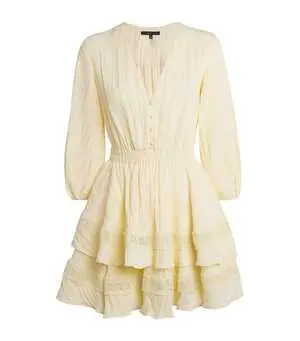 Maje Lace-trim Ruffled Mini Dress