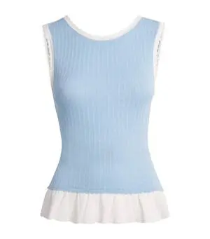Claudie Pierlot Knitted Pointelle Tank Top - Blue