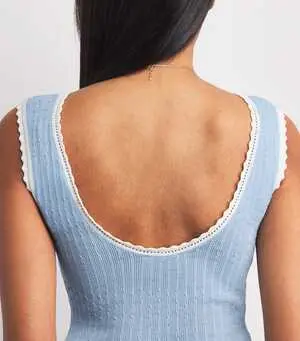 Claudie Pierlot Knitted Pointelle Tank Top - Blue