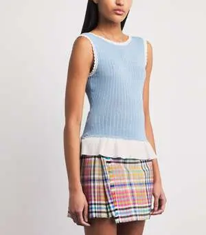 Claudie Pierlot Knitted Pointelle Tank Top - Blue
