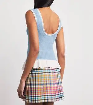 Claudie Pierlot Knitted Pointelle Tank Top - Blue
