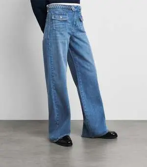 Maje Braided High-rise Flare Jeans