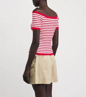 Maje Stripe Rib-knit Top - Red