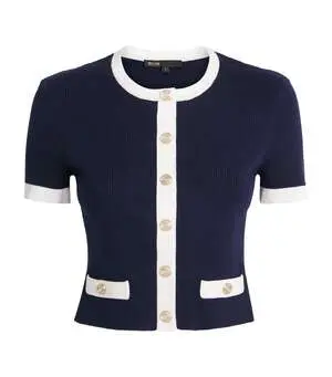 Maje Contrast Trim Cardigan