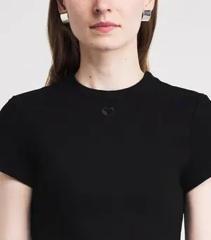 Maje Stretch-cotton Ribbed T-shirt - Black