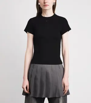 Maje Stretch-cotton Ribbed T-shirt - Black