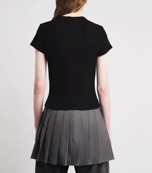 Maje Stretch-cotton Ribbed T-shirt - Black