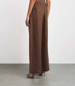 Maje Linen Wide-leg Trousers With Belt