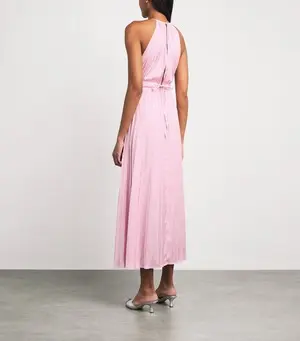 Maje Satin Pleated Maxi Dress - Pink