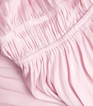 Maje Satin Pleated Maxi Dress - Pink