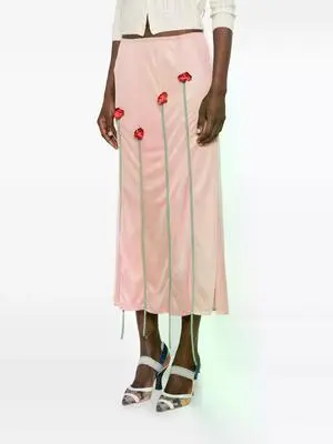 Moschino Floral-appliqué Midi Skirt - Pink