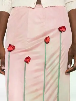 Moschino Floral-appliqué Midi Skirt - Pink