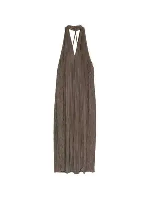 SAMSOE SAMSOE Sacille Pleated Halterneck Maxi Dress - Brown