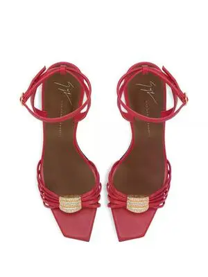 GIUSEPPE ZANOTTI Orchid Crystal Brooch Sandals