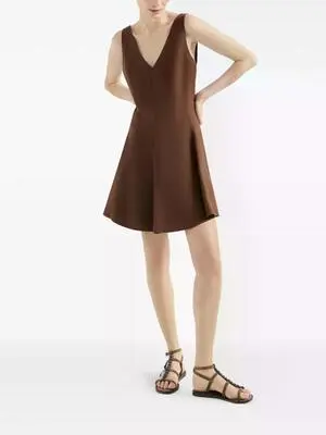 Brunello Cucinelli Viscose And Linen Fluid Twill Mini Dress - Brown